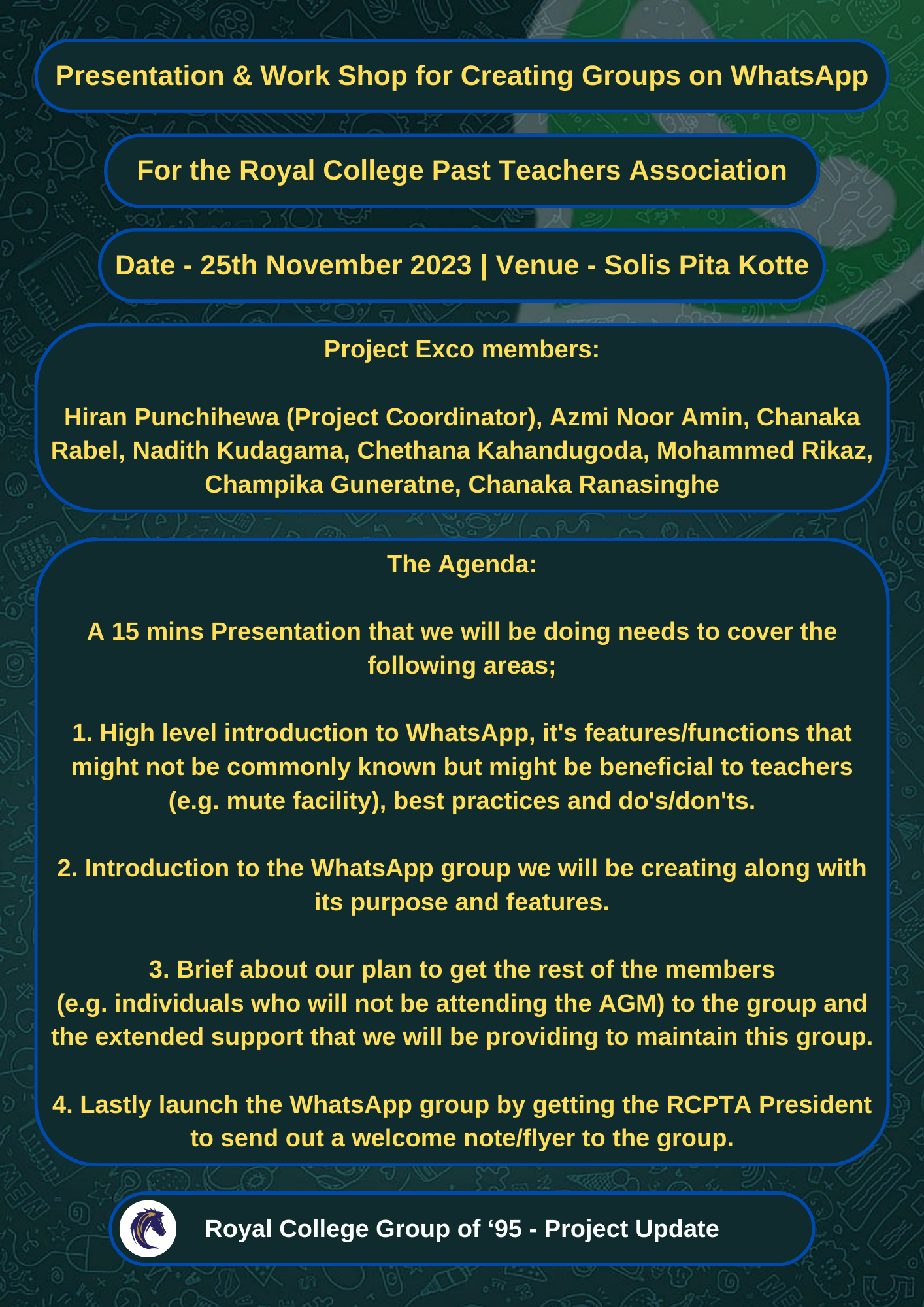 Presentation on creating WhatsApp Groups for the Royal College Past ...